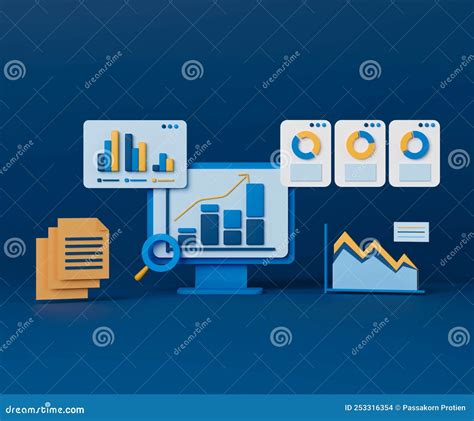 Statistic Analysis Software 3d Render Stock Illustration