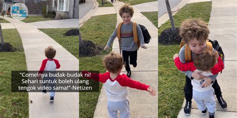 Terkedek Kedek Sambut Abang Balik Sekolah 2 Beradik Ini Buat Ramai