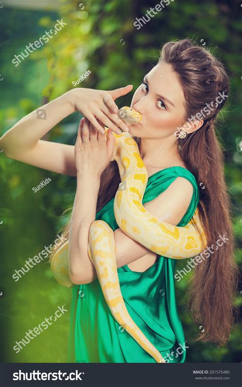 Sexy Woman Holding Python Stock Photo 201575480 Shutterstock