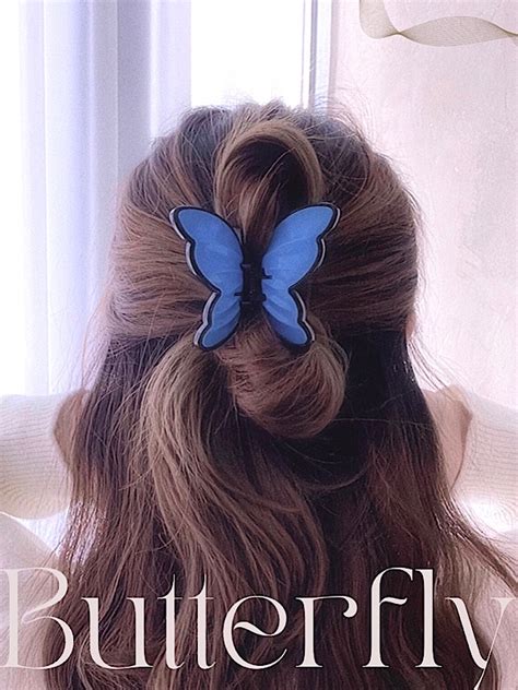 당일출고 러블리 나비모양 올림머리 반머리 반묶음 헤어 집게핀 중형 머리핀 헤어핀 마리포사 에이블리