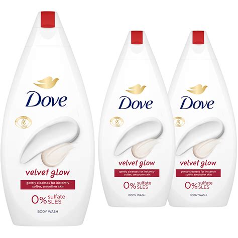 Dove Velvet Glow Soft And Smoother Skin Body Wash 450ml 3 Pack Wilko