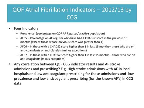Ppt Atrial Fibrillation Project Ssnap July To September 2013 And Qof Indicators 2012 2013