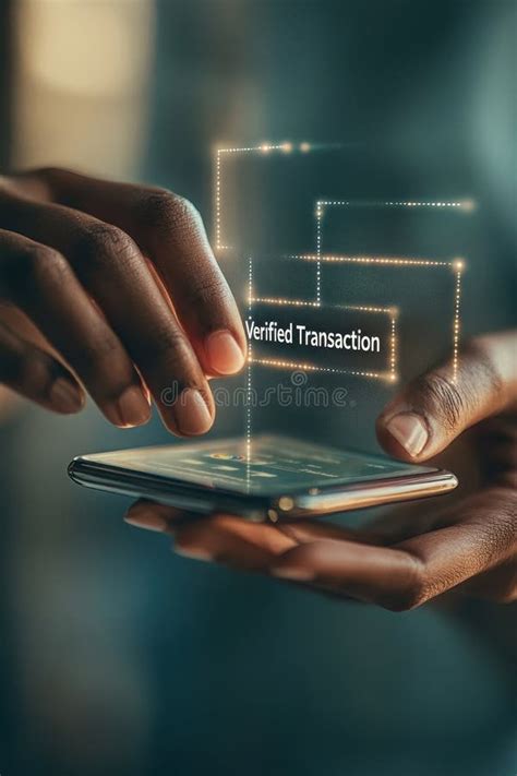 Hands Touching Mobile Screen Displaying Verified Transaction With