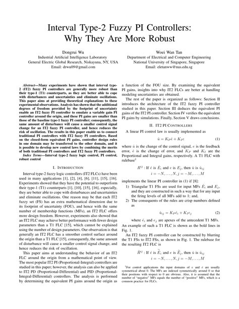 Pdf Interval Type 2 Fuzzy Pi Controllers Why They Are More Robust