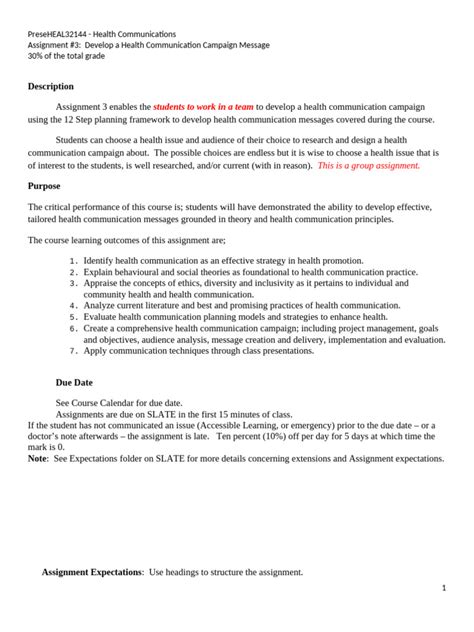 Assignment 3 Creating A Campaign Pdf Academic Dishonesty Communication