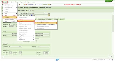 Cara Cancel Teco Pada Order Sinau Sap Pm Module