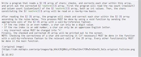Solved Write A Program That Reads A 2 D Array Of Chars