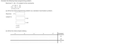 Solved Consider The Following Linear Programming Problem