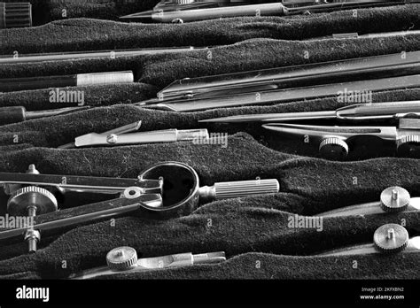 Vintage Drafting Tool Set Close Up Stock Photo Alamy