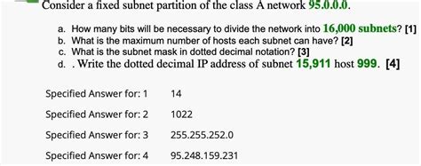 solved consider a fixed subnet partition of the class a