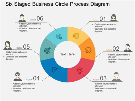Six Staged Business Circle Process Diagram Flat Powerpoint Design