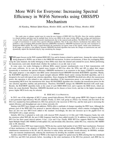 increasing spectral efficiency in wifi6 networks using obss pd docslib