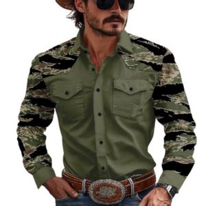 Mens Camo Camouflage Western Shirt Dealwiki