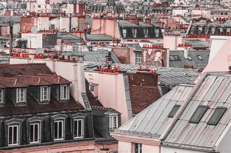 크리에이 티브 보정에 파리 프랑스에 지붕의 건축 세부의 파노라마 전망 파리 일 드 프랑스에 대한 스톡 사진 및 기타 이미지 파리 일 드 프랑스 지붕 건물 외관
