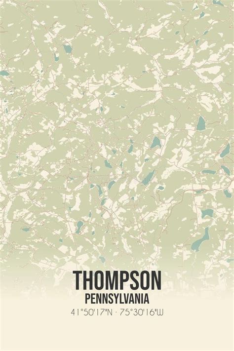 Retro Us Map Of Thompson Pennsylvania Vintage Street Map Stock Illustration Illustration Of