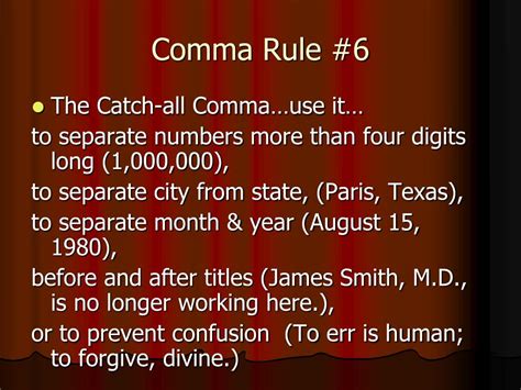 Ppt The Six Basic Comma Rules Powerpoint Presentation Free Download