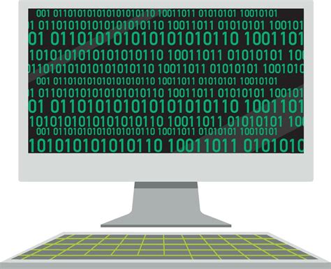 Computer With Binary Code Screen 9377230 Vector Art At Vecteezy