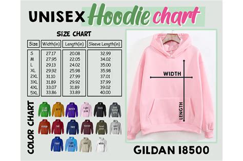 Gildan 18500 Size And Color Chart Hoodie Graphic By Donalpack65 · Creative Fabrica