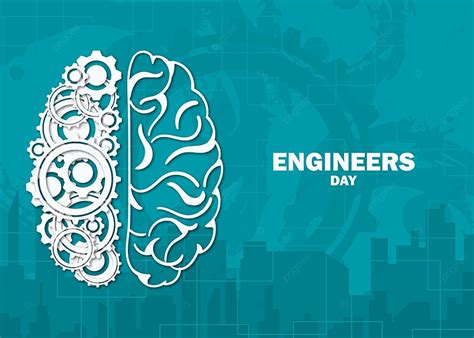 Engineering Day Background With Gears Forming A Small Brain Business