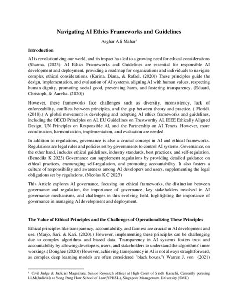 Pdf Navigating Ai Ethics Frameworks And Guidelines