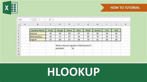 How To Use The Hlookup Function In Excel Beginner Tutorial Youtube