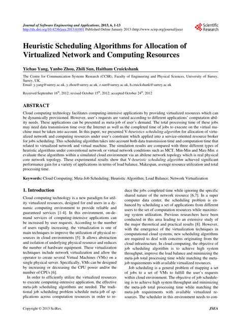 Pdf Heuristic Scheduling Algorithms For Allocation Of Virtualized