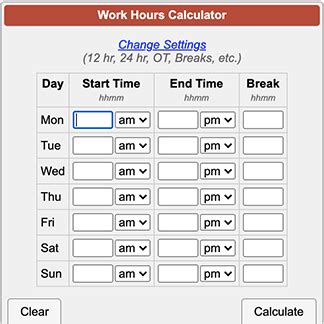 Work Hours Calculator