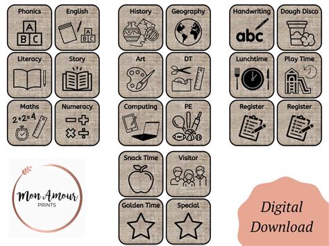 Editable Hessian Visual Timetable For Early Years Ks1 Ks2 School Routine Cards Daily Schedule