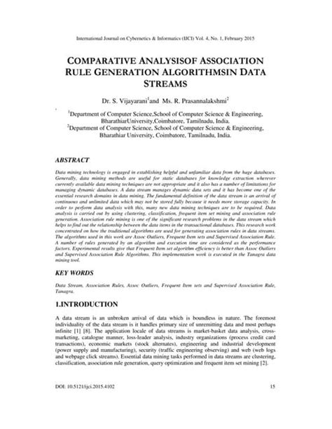 Comparative Analysis Of Association Rule Generation Algorithms In Data Streams Pdf