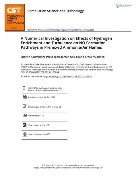 Pdf A Numerical Investigation On Effects Of Hydrogen Enrichment And