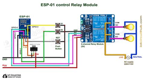Circuit ESP01 Relay Buttons P1 Home Automation Project Electronic Circuit Projects Home
