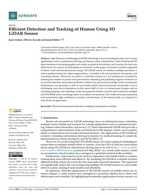 Efficient Detection And Tracking Of Human Using 3d Lidar Sensor Pdf