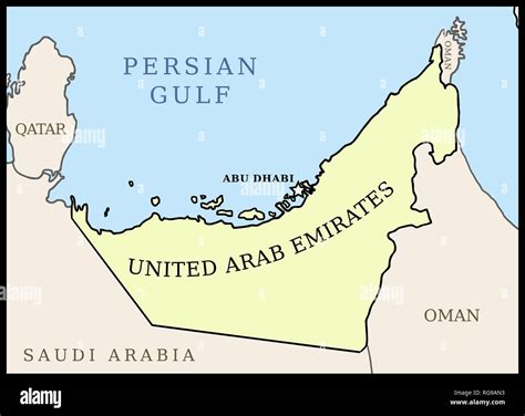 United Arab Emirates Uae Map Outline Vector Country Map Stock Vector
