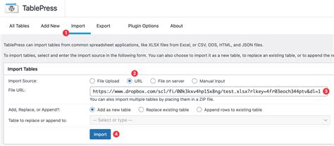 How To Import Tables From Dropbox · Tablepress
