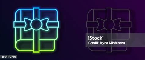 검은 배경에 고립 된 선물 아이콘으로 빛나는 네온 라인 책 벡터 개념에 대한 스톡 벡터 아트 및 기타 이미지 개념 공휴일 교육 Istock