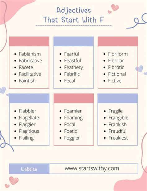 1150 Adjectives That Start With F