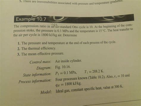Solved The Compression Ratio In An Air Standard Otto Cycle