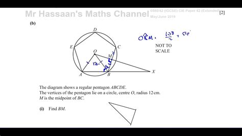 058042mj19 Igcse Paper 42 June 2019 Q7 Polygons Circles Trigonometry Youtube