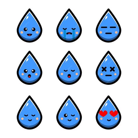 귀여운 물방울 표현 만화 캐릭터 프리미엄 벡터