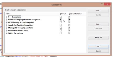 Using The Debugger To Break When An Exception Is Thrown In Your Application
