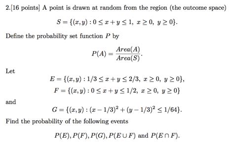 solved a point is drawn at random from the region the