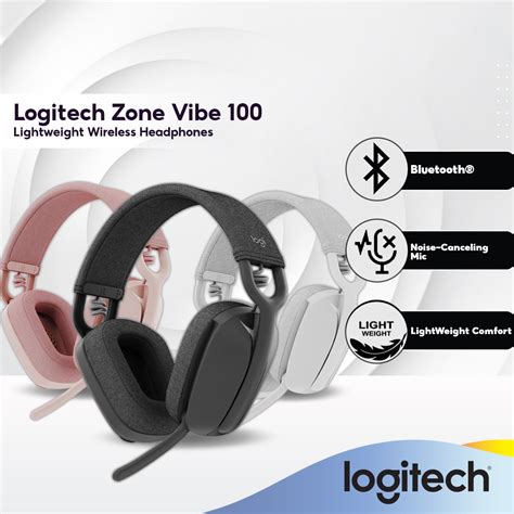 Logitech Zone Vibe 100 Lightweight Wireless Over Ear Headphones With N