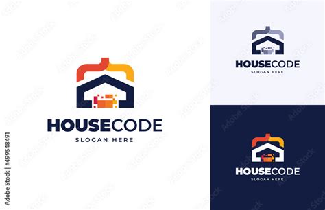 House Code Tech Direction Simple Service Vector Logo Design Creative Technology Building House