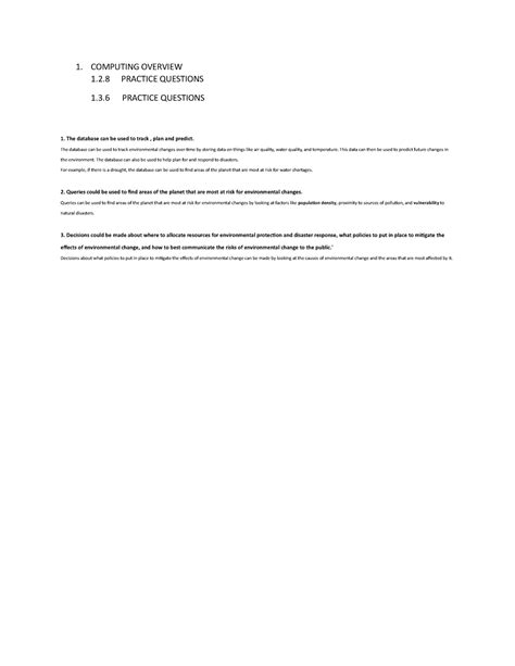 Computing Overview Notes 1 Computing Overview 12 Practice Questions 13 Practice Questions