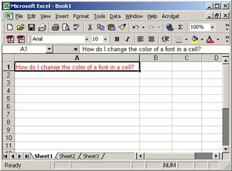 MS Excel Change The Font Color In A Cell