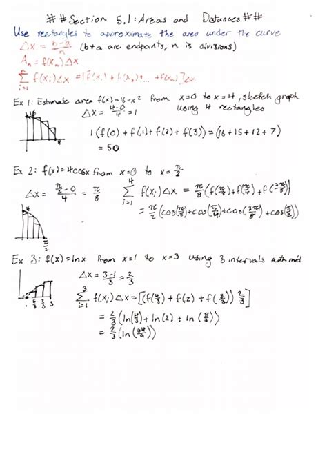 Notes On Areas And Distances Riemann Sums For Calculus 1 Tamu