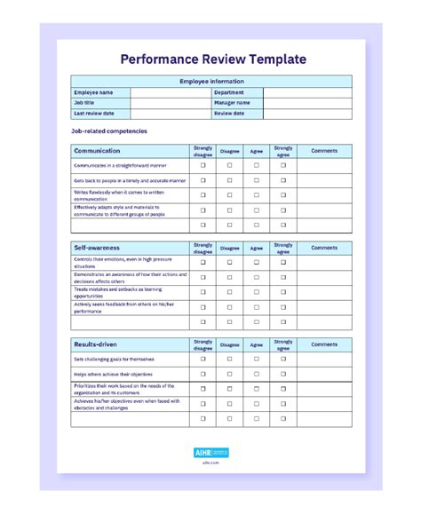 Performance Appraisal Report Format