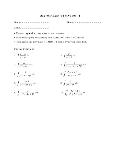 worksheet 4 calculus and analytic geometry ii mat 308 docsity