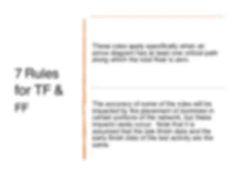 Critical Path Analysis Rules For Total Float And Free Float Lecture Notes Engineering