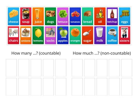 Count Non Count Nouns Group Sort